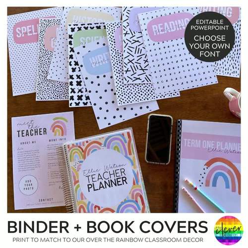 OVER THE RAINBOW Binder and Book Covers Pack | Pastel Classroom Decor