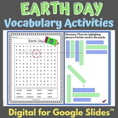 Earth Day Vocabulary Worksheets & Digital Activities - Grades 2 & 3