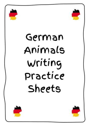 German Animals Worksheets for Handwriting Practice by Worksheet Whisperer