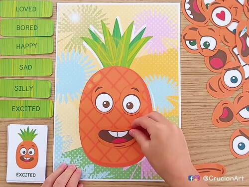 Pineapple Emotions and Feelings Activity: Build a Face Game, SEL for Kids