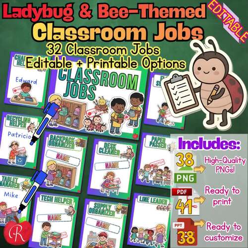 Editable Classroom Jobs Chart Display Management Tools K 1st Elementary ...
