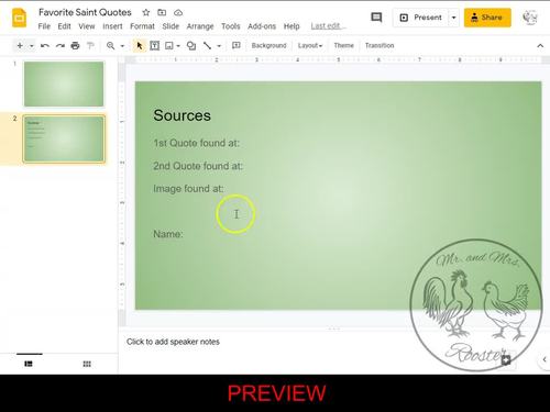 How to Cite Sources - Favorite Saint Quotes Digital Postcard Google Slides