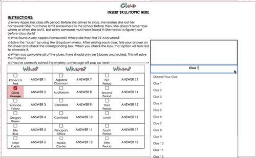 Editable DIGITAL Clue Mystery Task Cards Activity Template 15 Questions