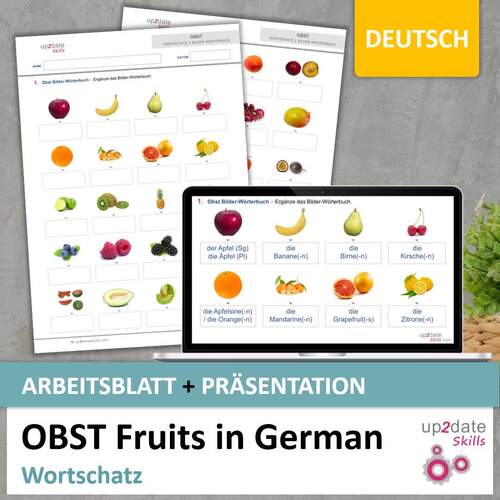 Obst Arbeitsblatt PDF + Word [Fruits in German] by up2dateskills