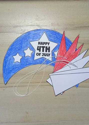 4th of July Craft American Flag Hat Crown Activities Coloring Patriotic ...