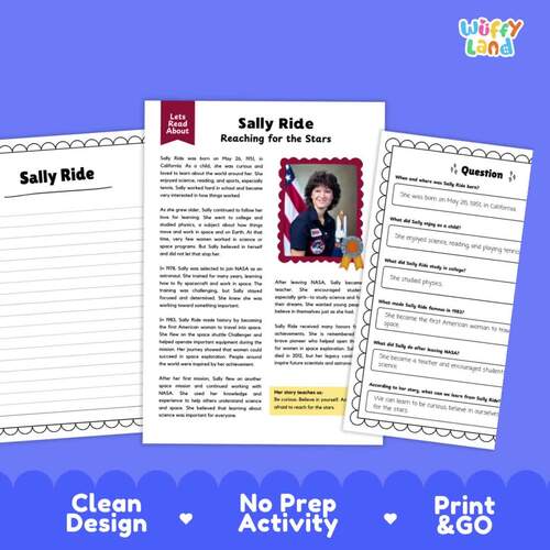 Sally Ride Biography Reading Passage | Writing Activity | Women's ...