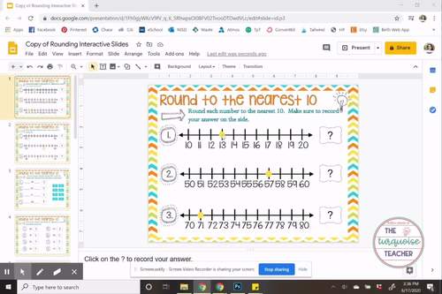 Third Grade Rounding Nearest 10/100 Google Classroom Slides Distant ...