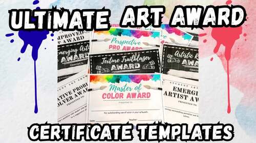 EDITABLE Art Show Award Certificates Template, End of Year, K-12 Art