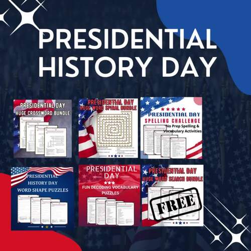 President's Day Vocabulary Bundle Word Search Crossword and more + Free ...