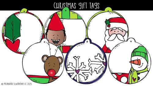 Christmas Gift Tags clip art Mini by Melonheadz Clipart | TPT