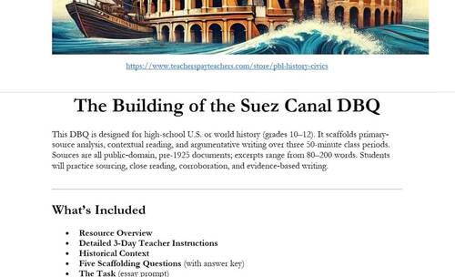The Building of the Suez Canal DBQ by PBL History & Civics | TPT