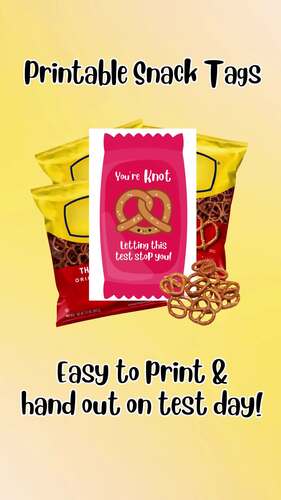 Testing Day Snack Tag, Classroom Treat Tag, Pretzel Snack Tag, Good ...