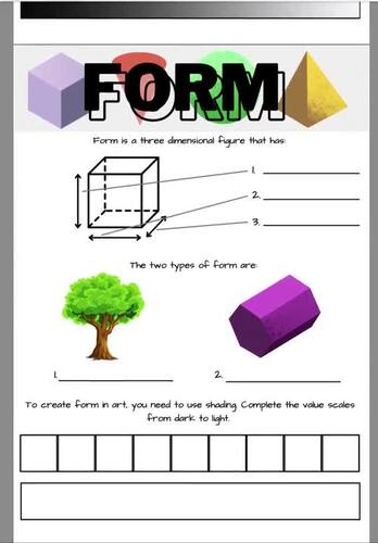 Form 7 Elements of Art by Natalie Smith Art | TPT