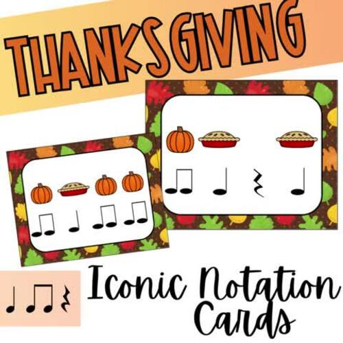 Thanksgiving Pre Rhythm Iconic Notation Card Bundle 2 + PowerPoint + Kaboom