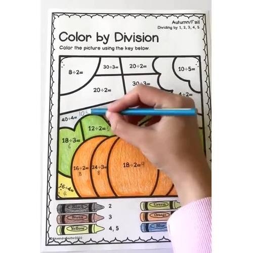 Autumn Fall Color by Division Worksheets | Fall Fast Finishers | TPT