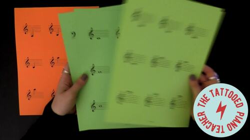 MUSIC FLASH CARDS | Notes on the Staff | Piano Music Theory | Black & White