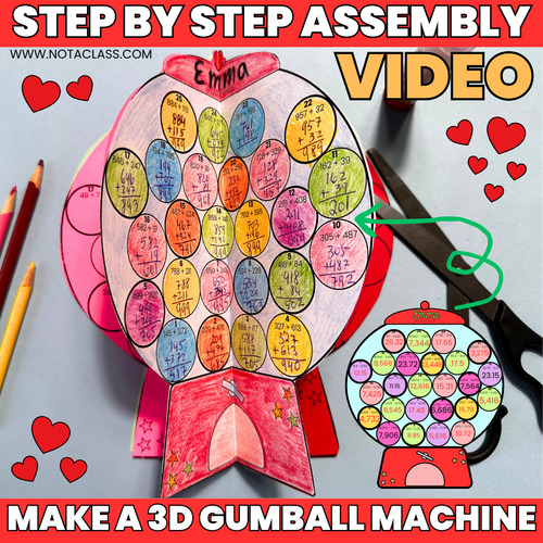 3D Gumball Machine Assembly Video for Students | Math Craft 100th Day ...