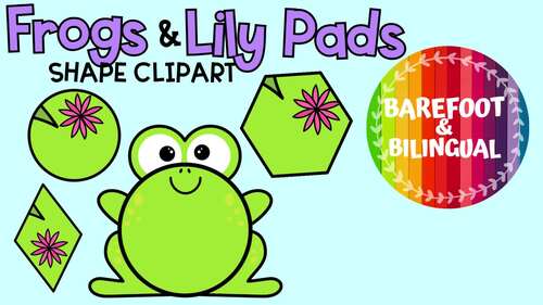 Frogs & Lily Pad Shape Clipart | Frog Clipart | 2-set-in-1 Math Clipart