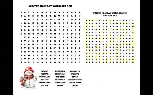 Winter Holiday Game Bundle, Holiday Word Search, Holiday Scattergories ...