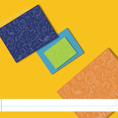 School Doodles Digital Papers -school supplies Digital Backgrounds-hand ...