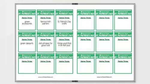 St. Patrick's Day Party Theme 5 Second Game 50 Cards Ice Breaker Brain ...