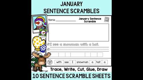 January Sentence Scrambles - NO PREP Monthly Writing Pages by Coffee in ...