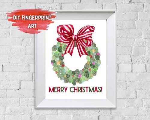 Christmas Fingerprint Wreath Craft for Kids, DIY Holiday Keepsake