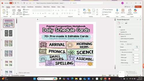 Pastel Composition Notebook Daily Schedule Cards | Editable & Pre-Made