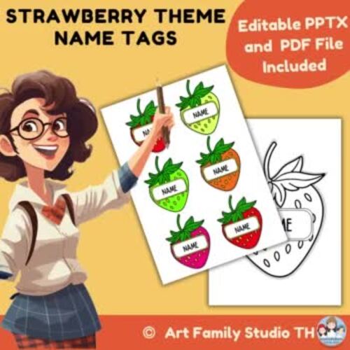 Strawberry Theme Editable Name Tags- PPTX by Lenhaipenrueng | TPT