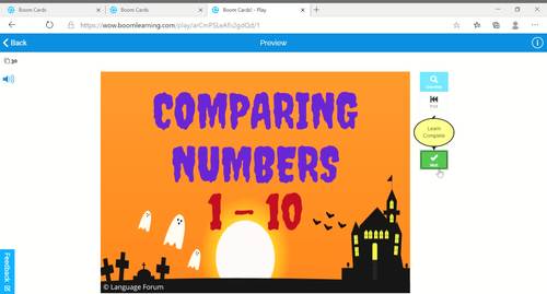 Boom Cards Comparing Numbers to 10 Halloween by Language Forum | TPT