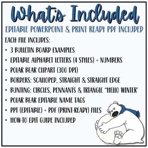 Polar Bear Winter Bulletin Board & Door Display | Editable Classroom ...