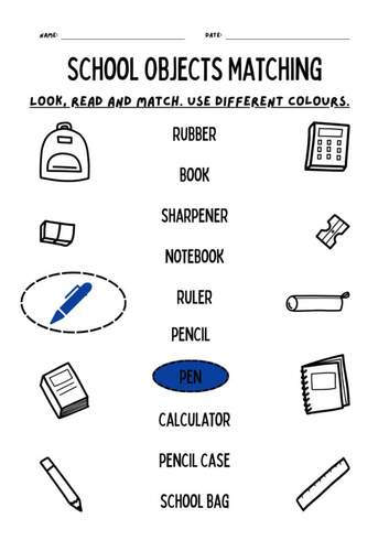 School Objects Matching by tippayarat suphpon | TPT