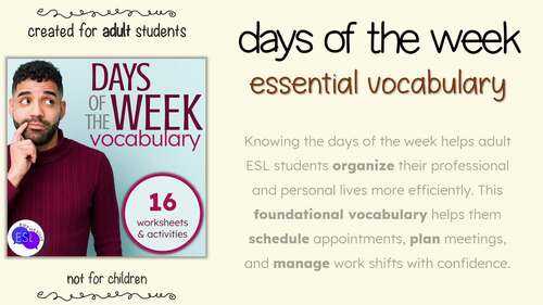 Days of the Week Vocabulary for Adult ESL Newcomers - Essential Vocabulary