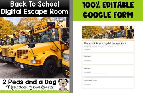 Back to School Digital Escape Room by 2peasandadog | TpT