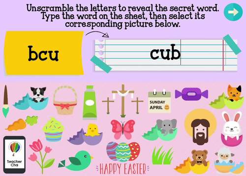 Word Scramble + I Spy Game: Easter Edition (BOOM Cards™ for Distance ...