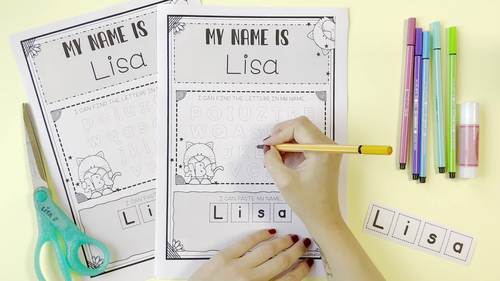 MY NAME - Editable name practice worksheets by Lisa's Kindergarten Class