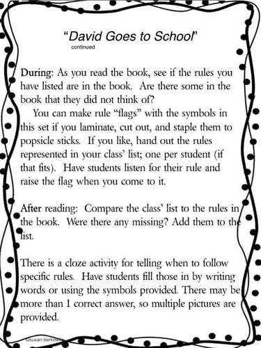 Back to School Rules with David Goes to School and No David Book Companions