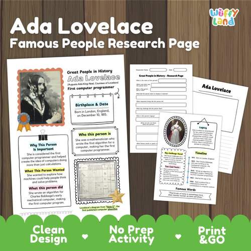 Ada Lovelace Biography Research Project | Women in STEM Activity ...