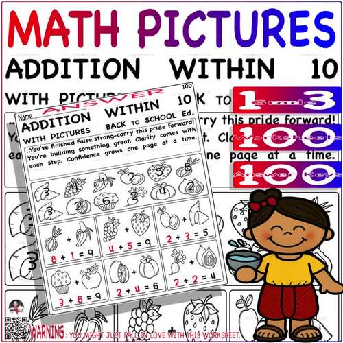 Addition within 10 with pictures Solve Printable Math Facts - Back to ...