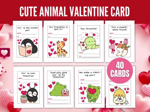 Printable Cute Animal Valentine Cards for Kids (Classroom Exchanges)
