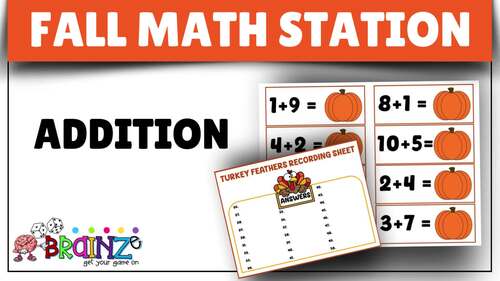 Fall & Thanksgiving Math Centers for 1st & 2nd Grade | Fun Addition ...