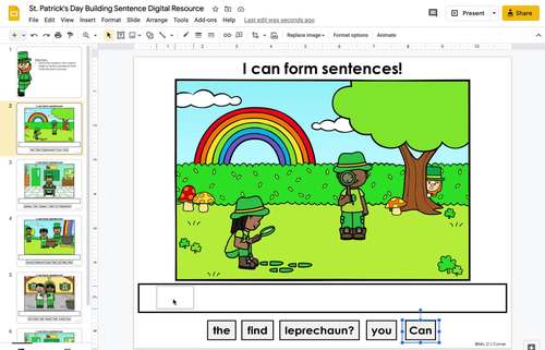 Saint Patrick's Day Build a Sentence Digital Activity | Distance Learning