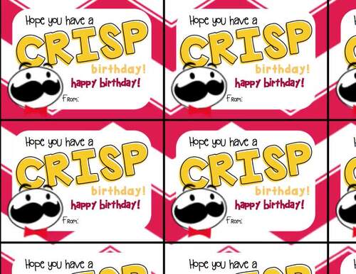 Pringles Birthday Gift Tag- Hope you have a CRISP birthday! Happy Birthday!