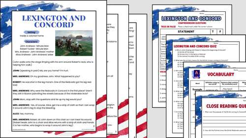 American Revolution Readers Theater Battles and Events Comprehension ...