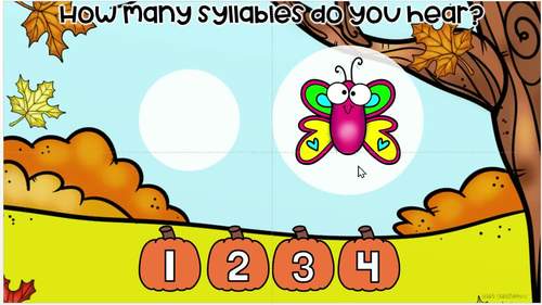 FALL Themed Syllables Work - ONLINE Distance Learning Google Digital +PPT