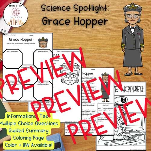 Grace Hopper - Scientist of Week/Month Women History Bio Science STEM ...