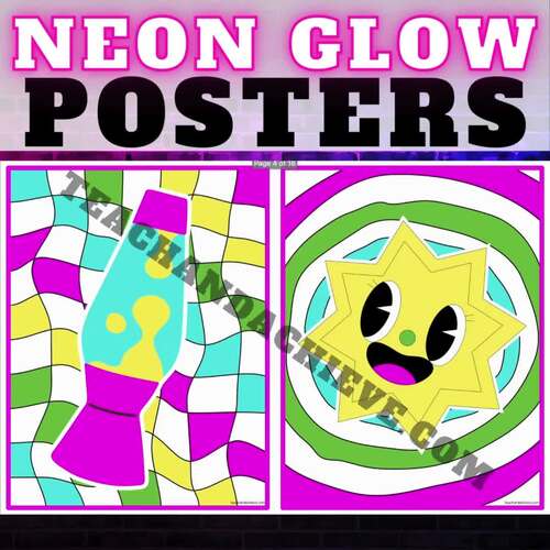 Glow Day Classroom Transformation Decor, Glow Day Posters, Neon Day Posters