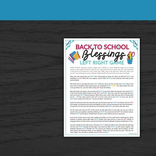 Back to School Blessings Left Right Game, Christian School, Homeschool ...