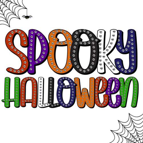 Skull dot Halloween bulletin board letters Bubble font for teachers