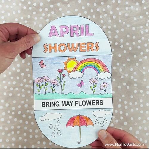 April Showers Bring May Flowers Craft | Spring Folded Surprise Coloring ...